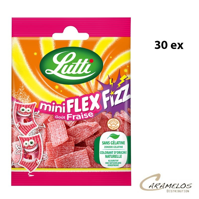 Vente grossiste confiserie 30 MINI SACHET FLEXI FIZZ FRAISE 35G